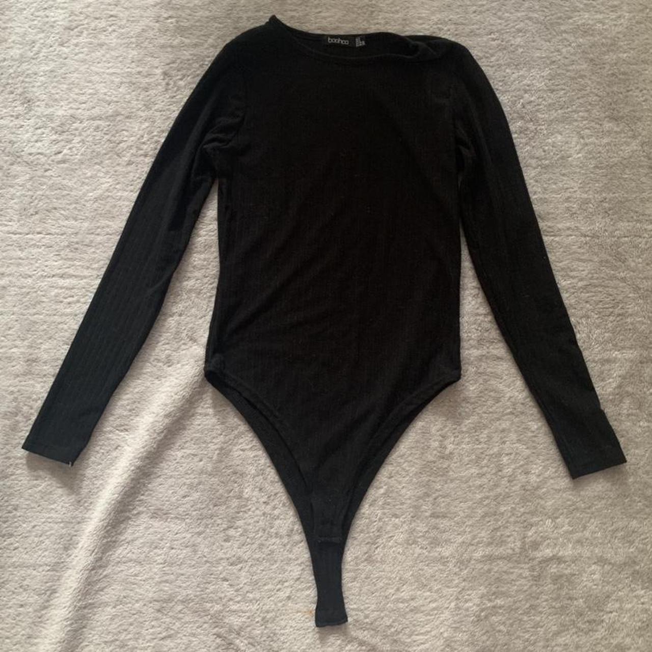 BOOHOO BLACK RIBBED BODYSUIT 🤍 WORN A COUPLE TIMES... - Depop
