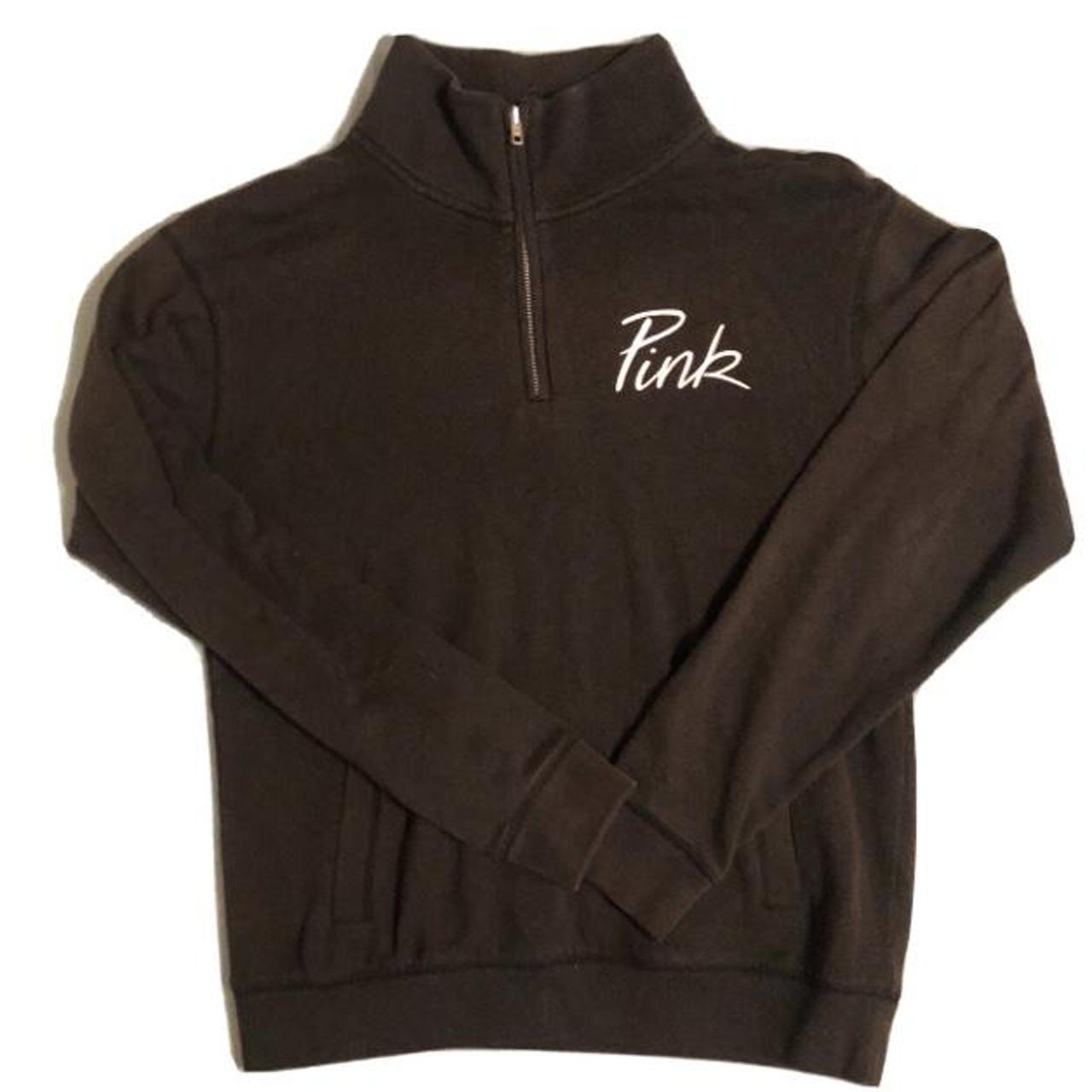 Pink half zip🐾 Super comfy sweater from pink with... - Depop