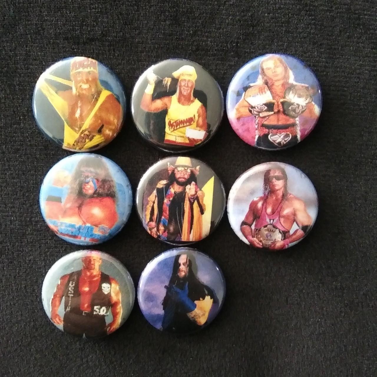 Classic 90s WWF wrestlers pin set. 1"... - Depop
