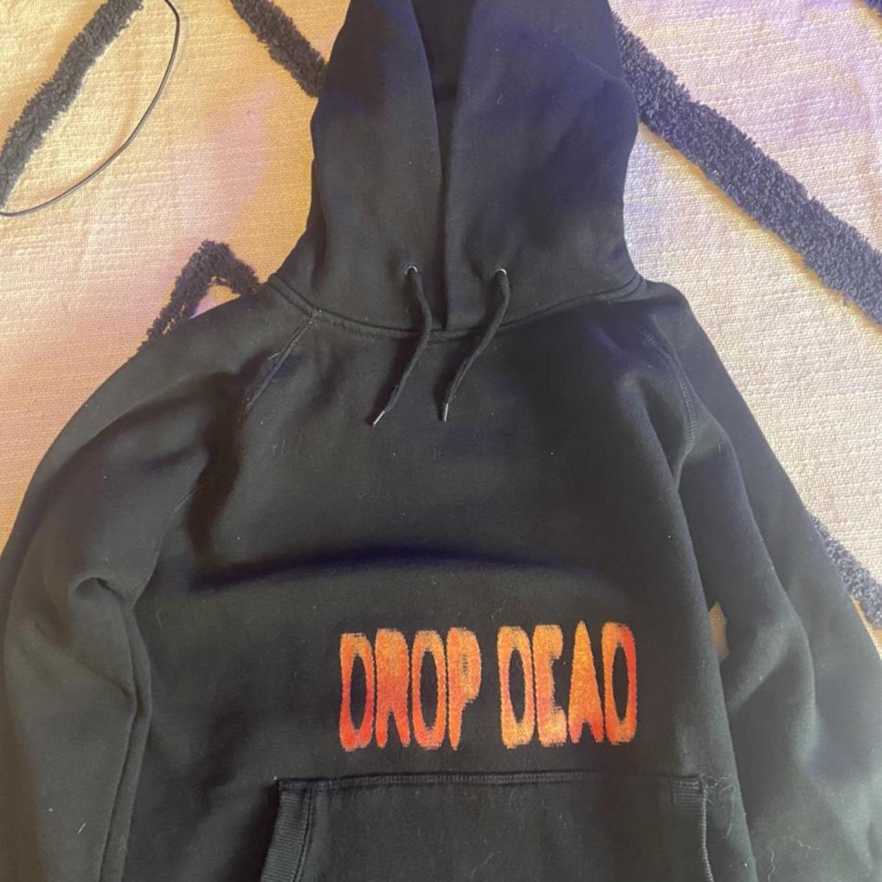 drop dead skeleton hoodie size s worn a couple... - Depop