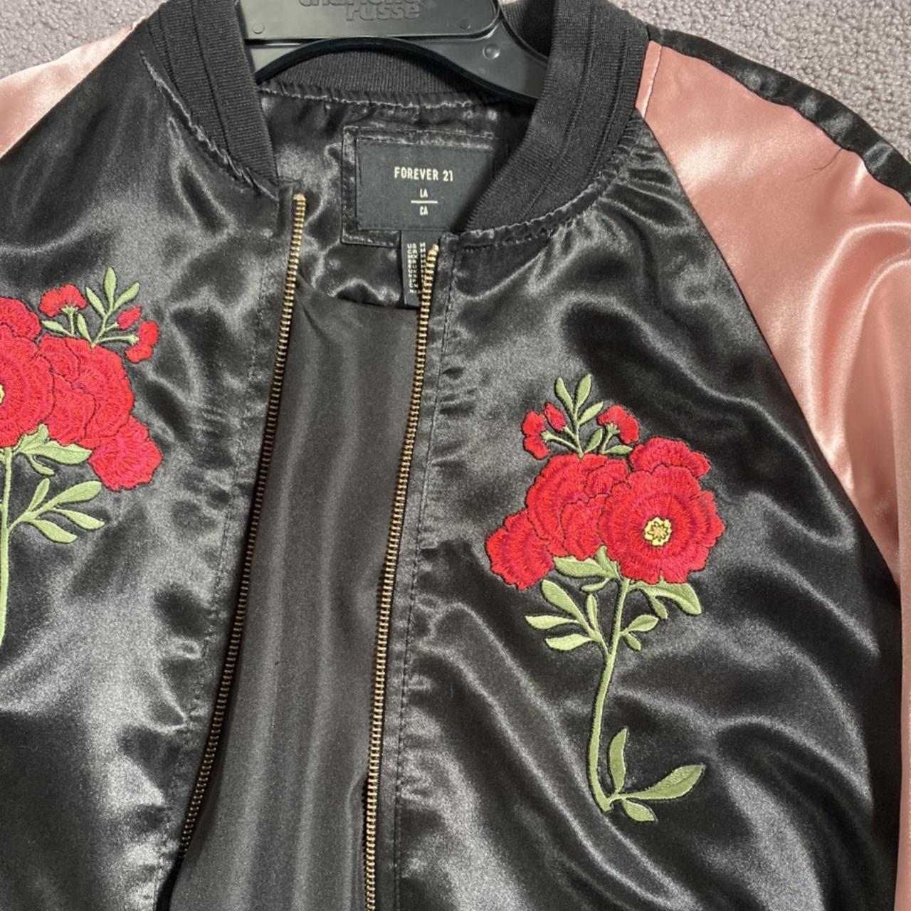 Embroidered rose silky bomber jacket! 🌹 Barley ever... - Depop