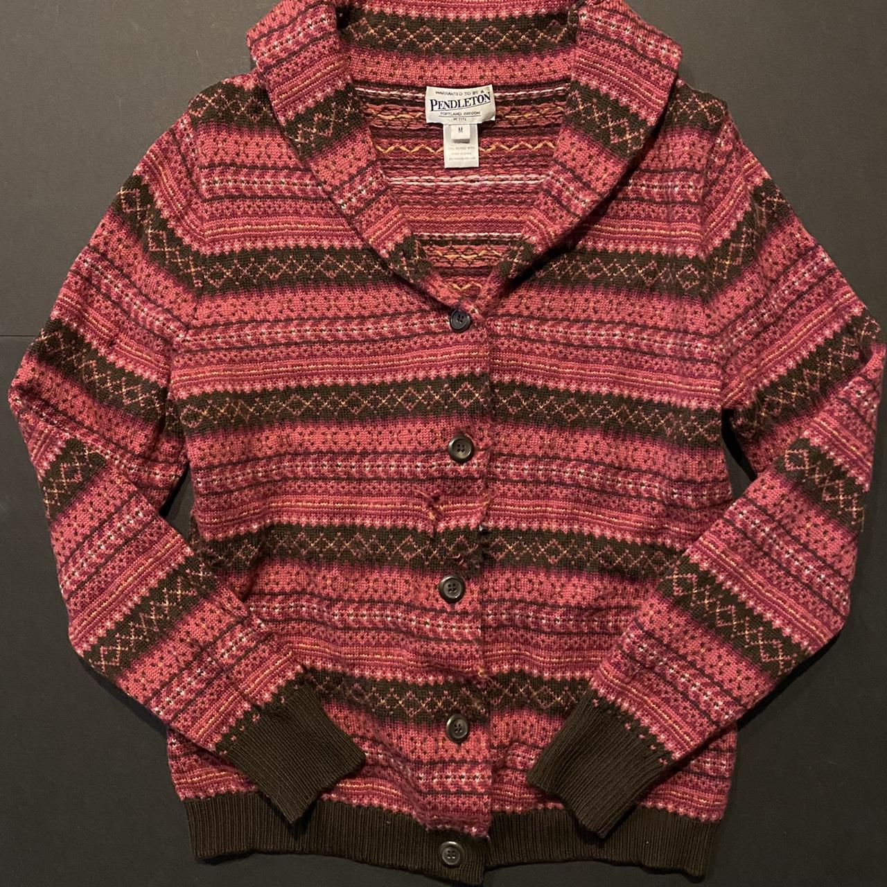 Pendleton Women's Brown and Pink Jumper | Depop