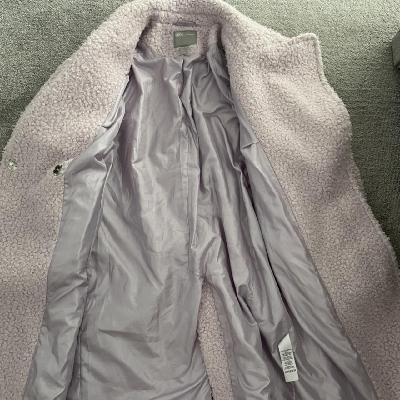 selling my asos design lilac teddy coat. worn a... - Depop