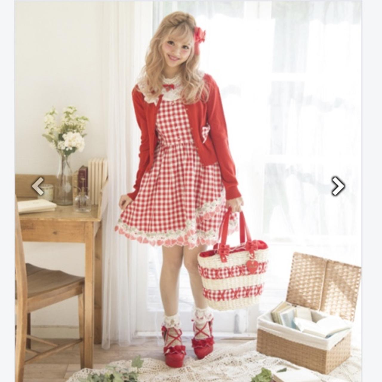 Liz Lisa - Strawberry Gingham One Piece - Red - New... | Depop