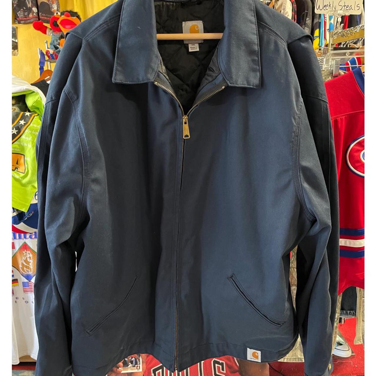 CARHARTT” Navy Blue Insulated Construction Jacket -... - Depop