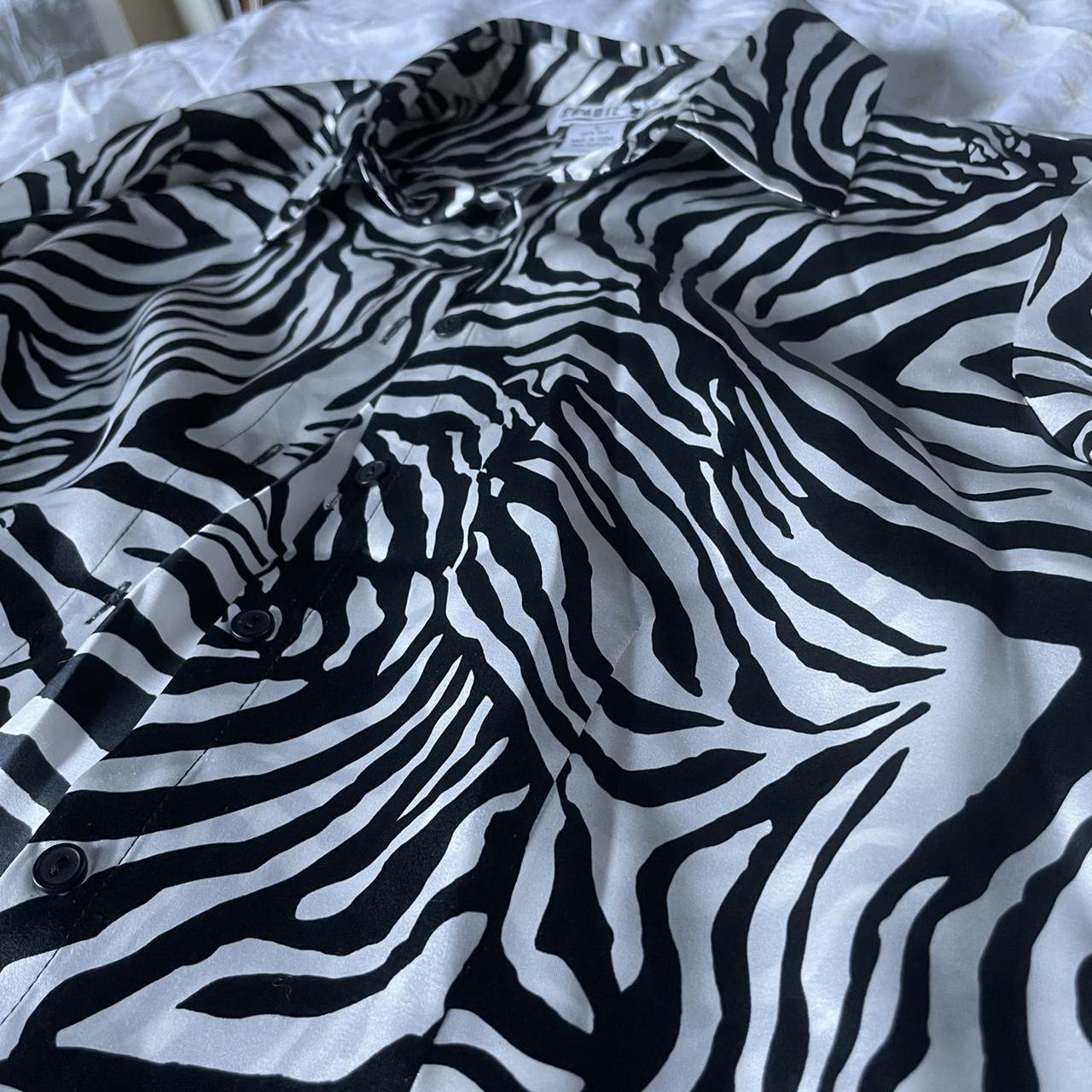Robbie Bee 90’s vintage silky zebra button up, hand... - Depop