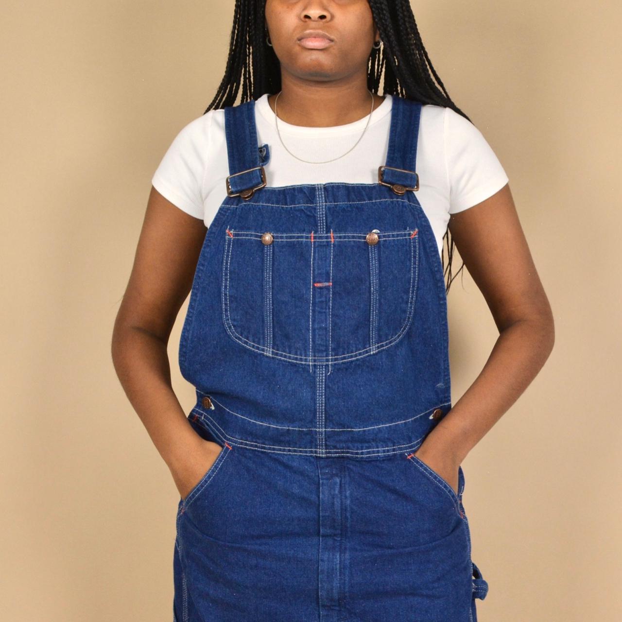Sears Dark Wash Long Denim Overalls Condition:... | Depop