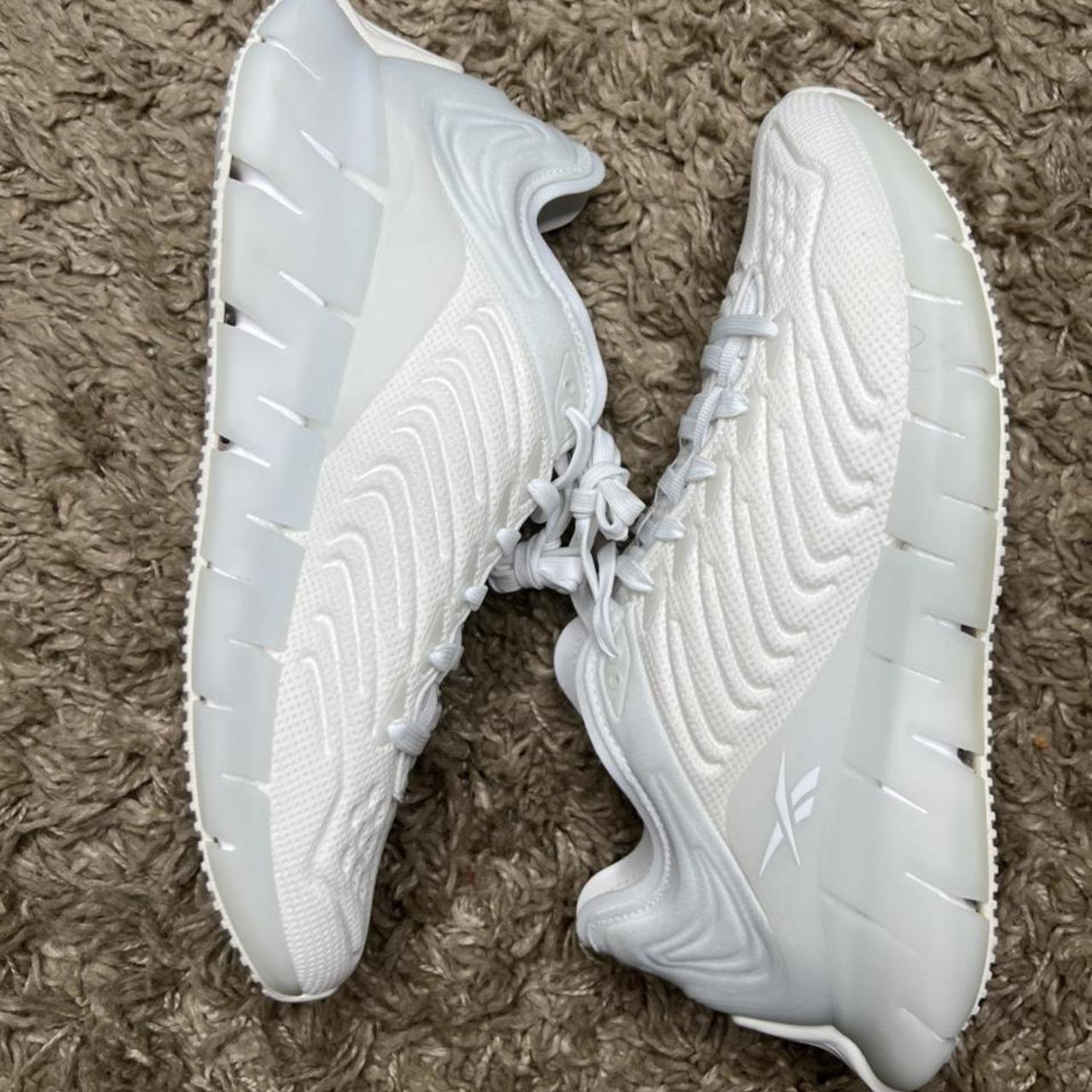 All white Reebok running shoes Retail 140 New... - Depop