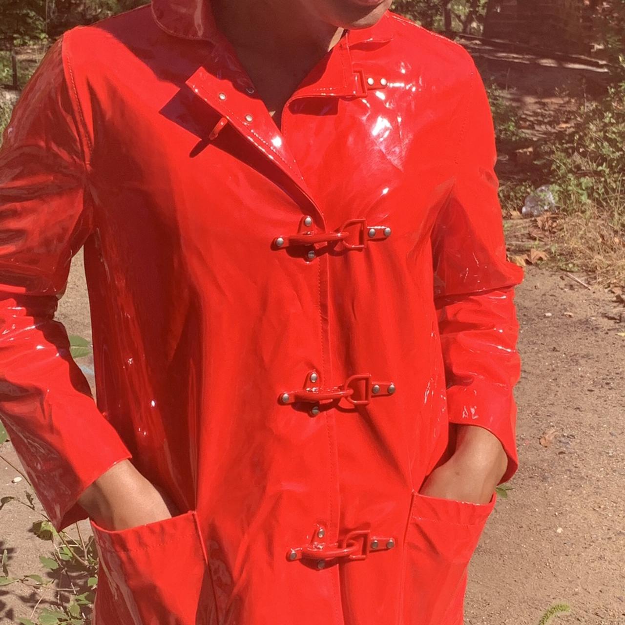 Red Kate Spade jacket Women’s sz 2 Shiny pvc... - Depop