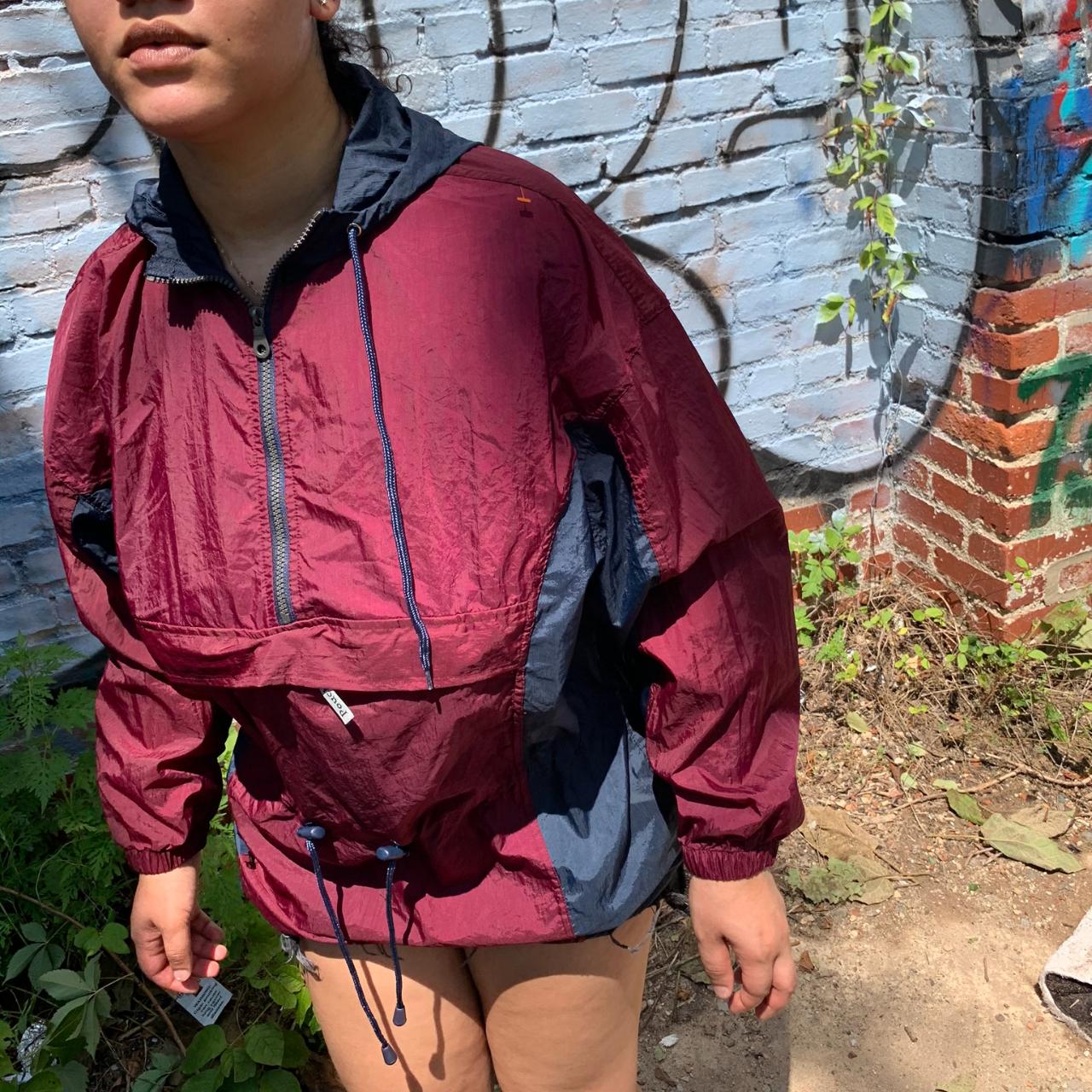 vintage half zip windbreaker pullover burgubdy red /... - Depop