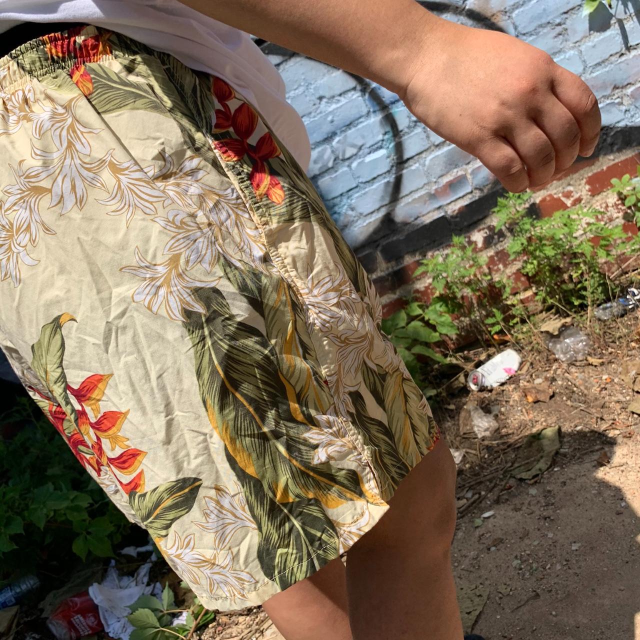 floral shorts / trunks tan / red / green xl Speedo... - Depop