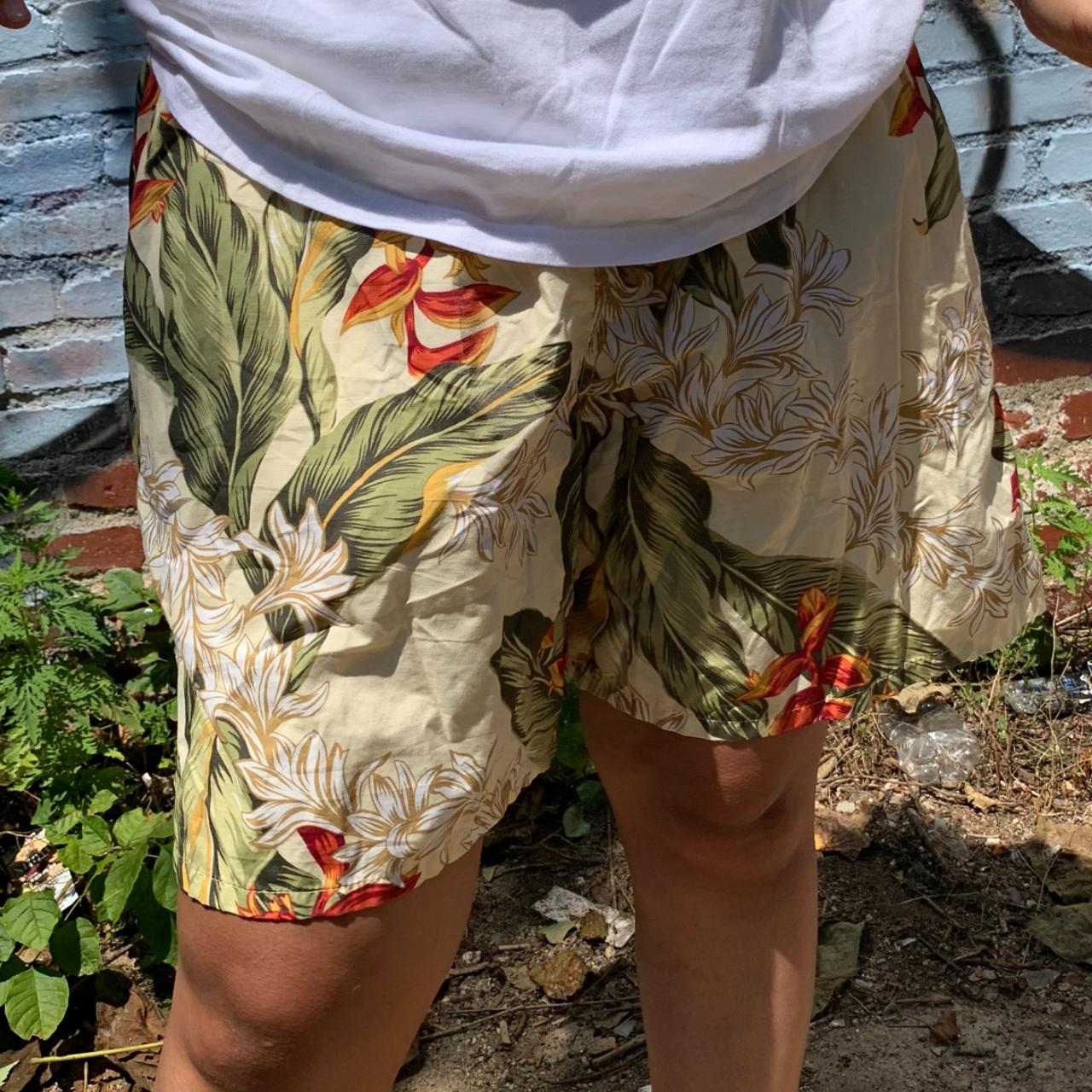 floral shorts / trunks tan / red / green xl Speedo... - Depop