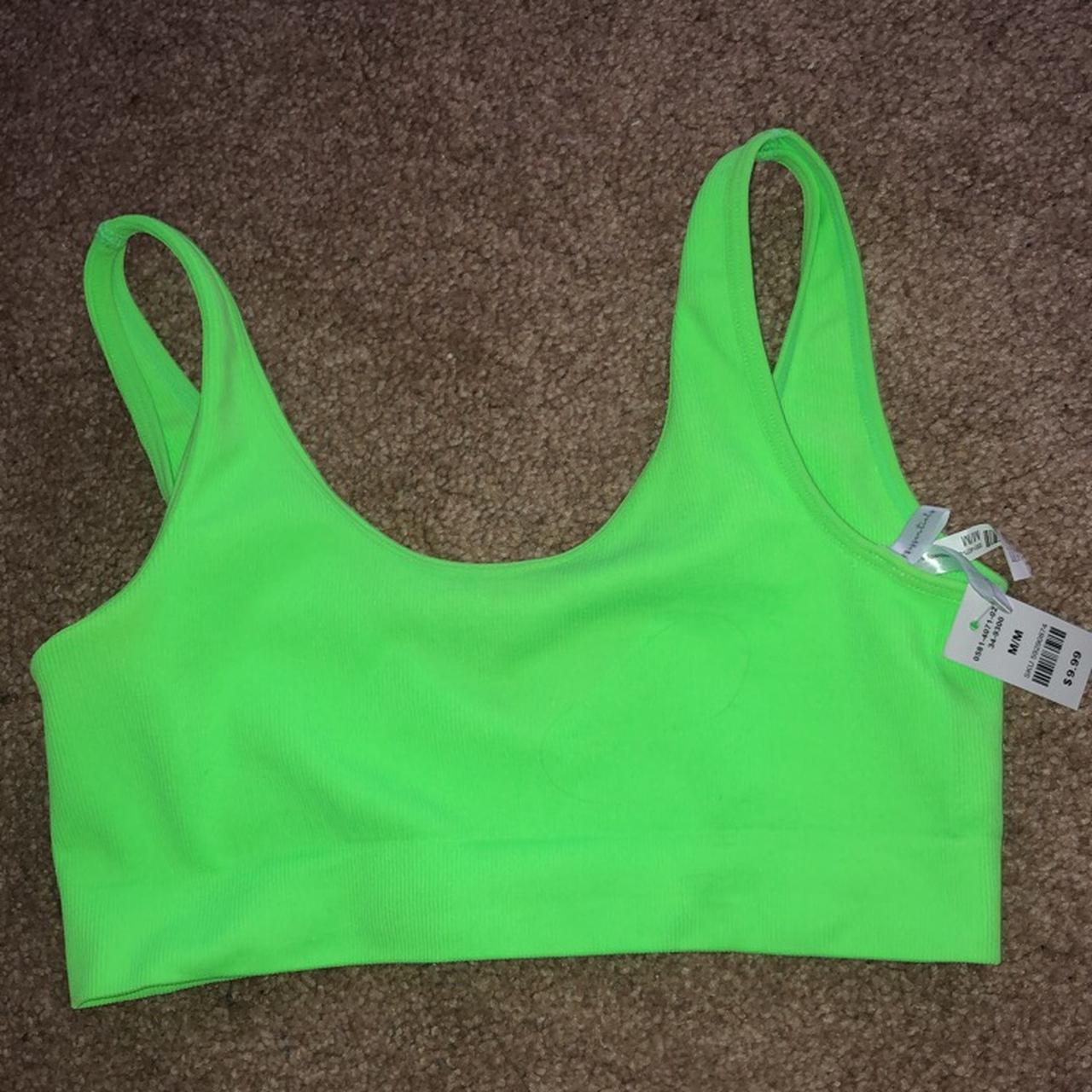 SWS essentials neon green crop top/bralette- size m-... - Depop
