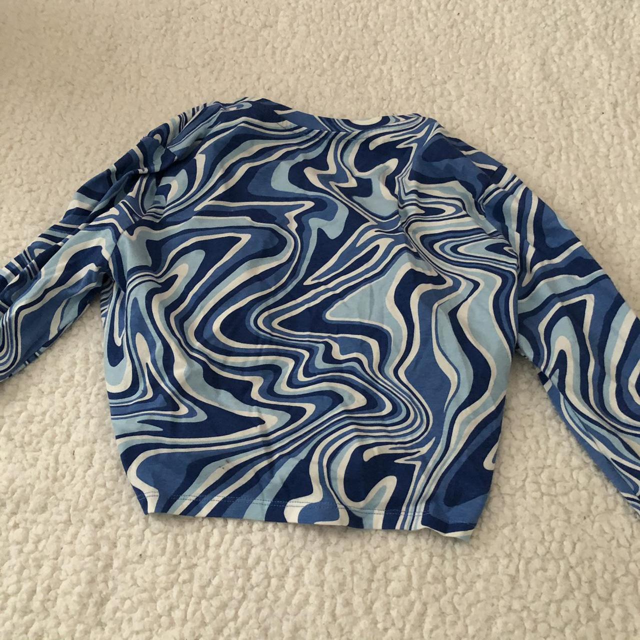 primark blue swirl / marble long sleeve top w... - Depop