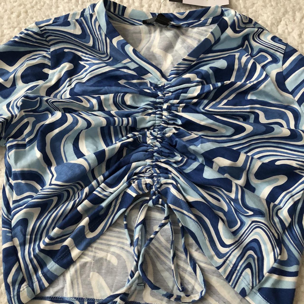 primark blue swirl / marble long sleeve top w... - Depop