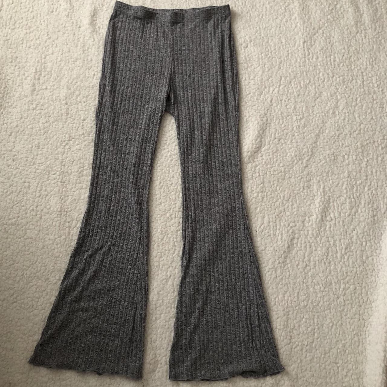 shein grey ribbed flares ! ⚡️ size m (could fit... - Depop