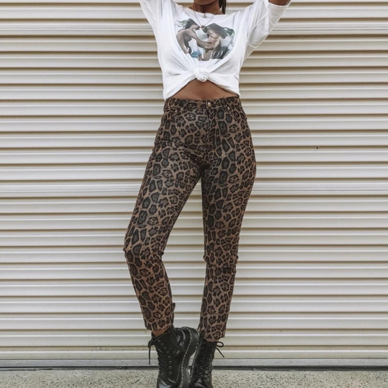 Mink Pink leopard pants bought for $99.95 selling... - Depop