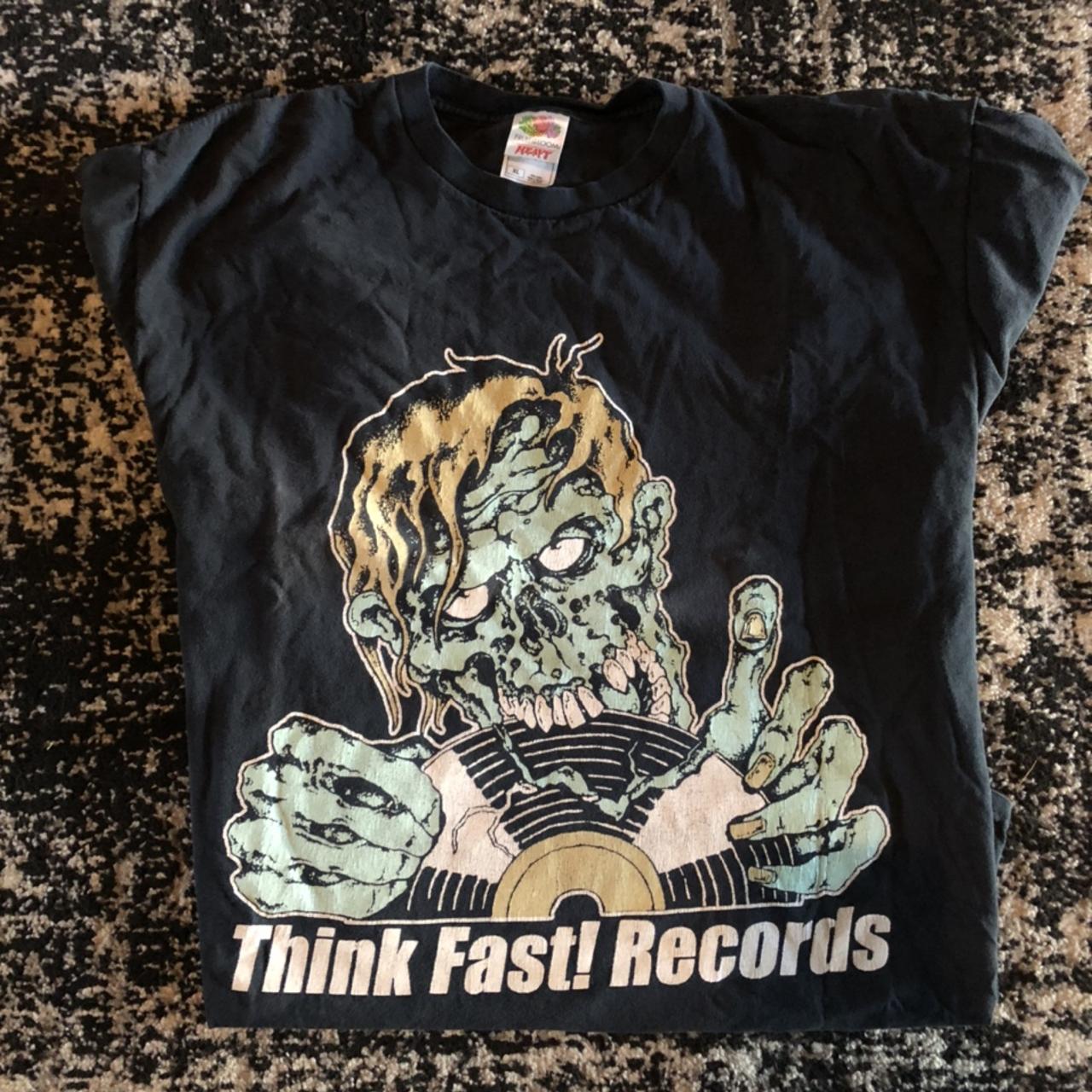 Think Fast Records Zombie Vinyl Tee Pretty worn, but... - Depop