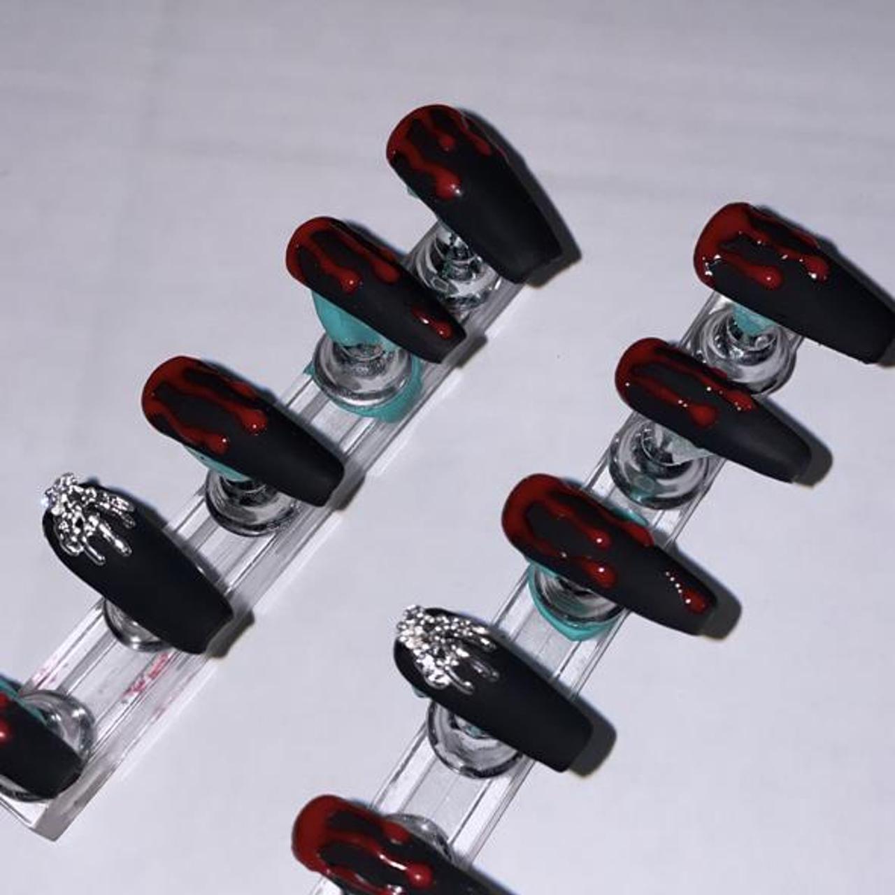 Custom painted Blood dripping claw Nails Medium in... - Depop