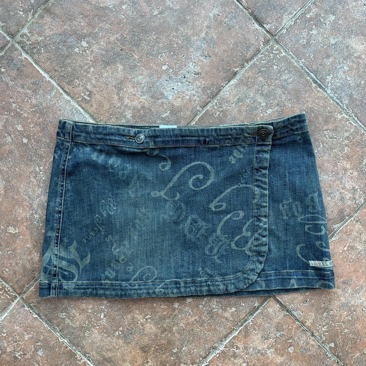 Bdg Wrap Denim Micro Mini Skirt Coolest Button Depop