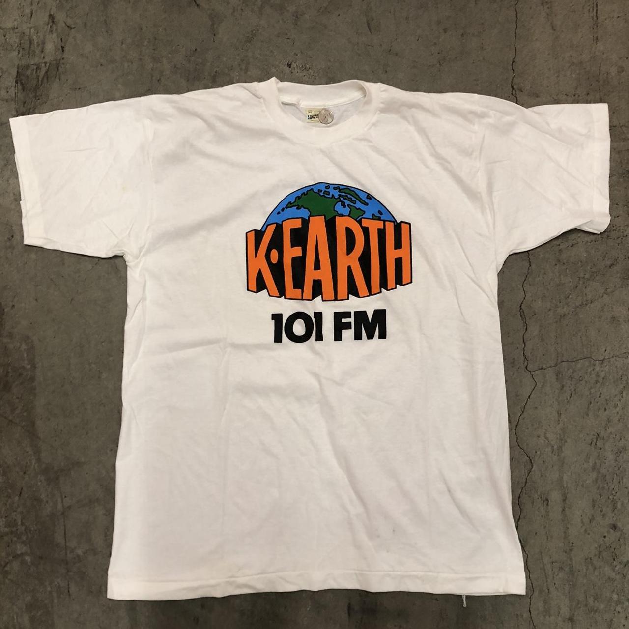 Vintage K EARTH 101 FM shirt stains around front... - Depop