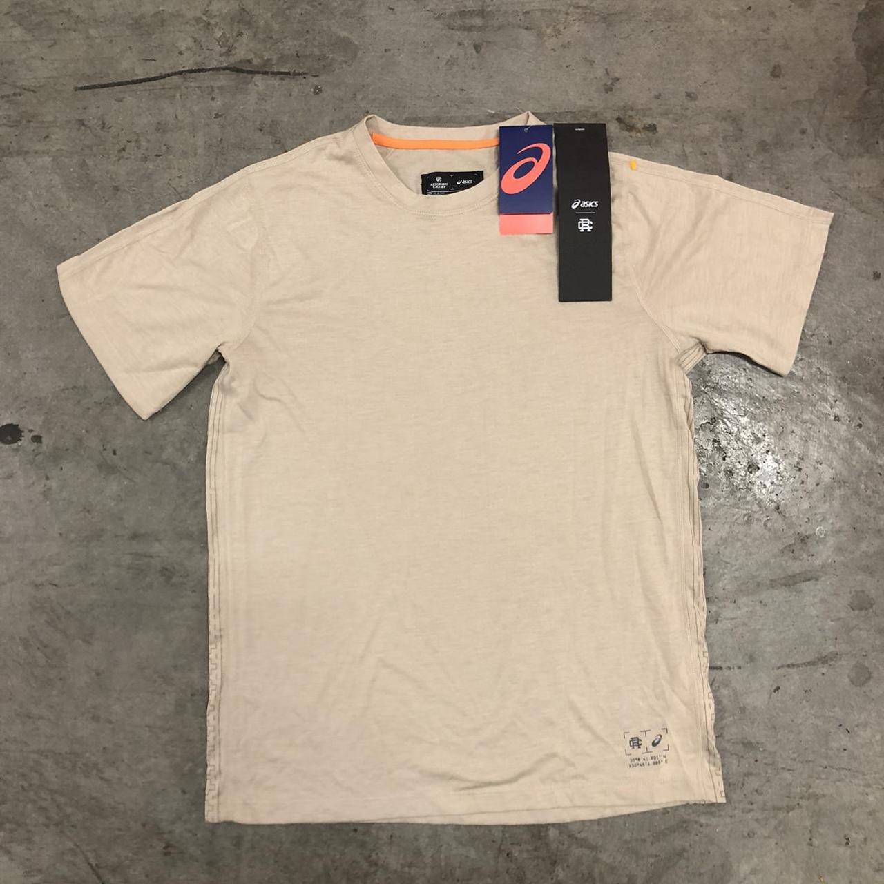 ASICS Men's Cream T-shirt | Depop