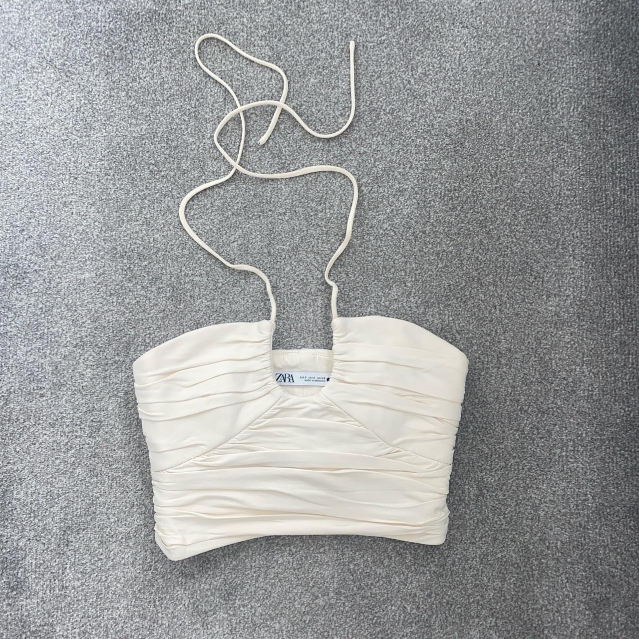 Zara cream crop top Excellent condition Size small - Depop