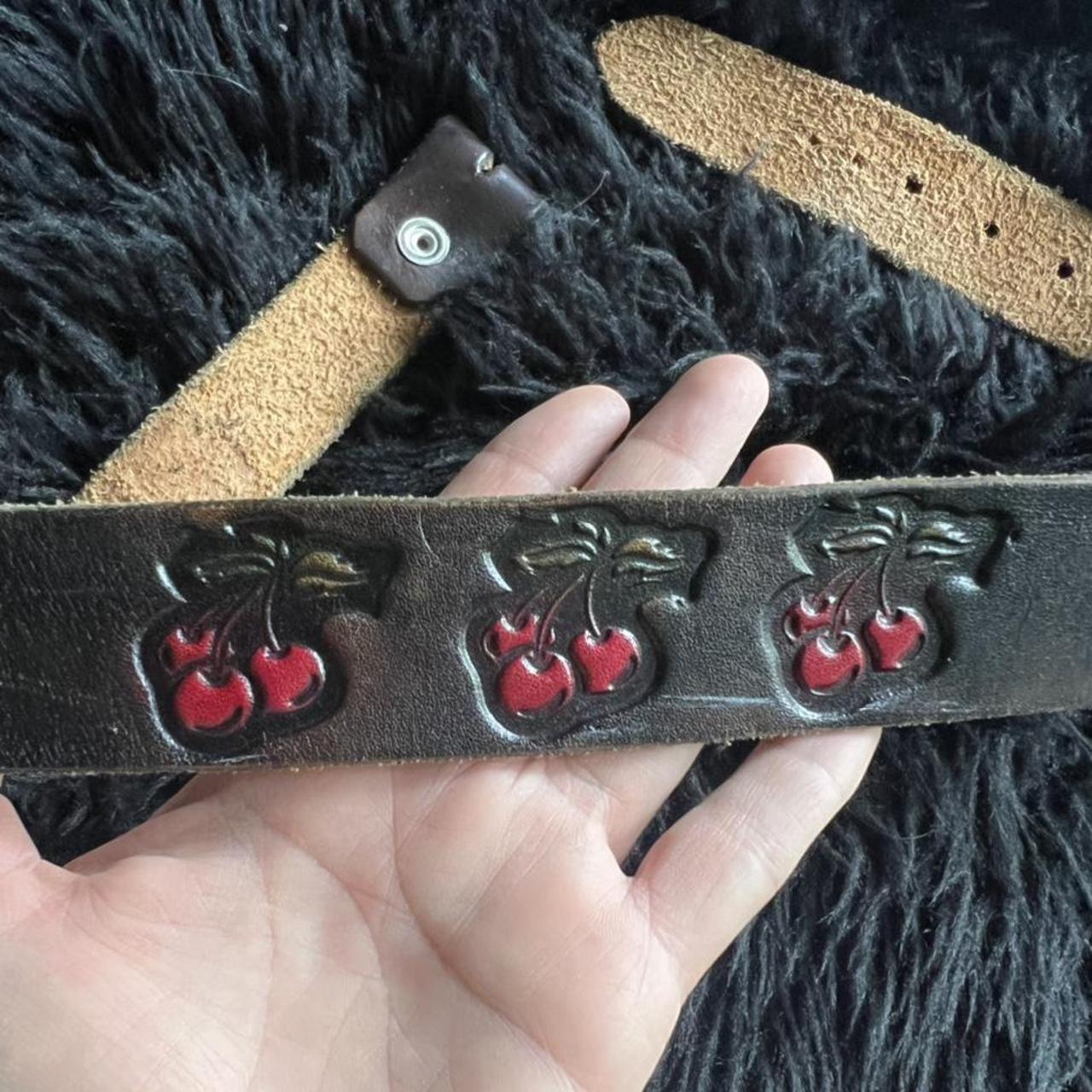 Y2K Vintage Hot Topic leather cherries cherry belt.... - Depop