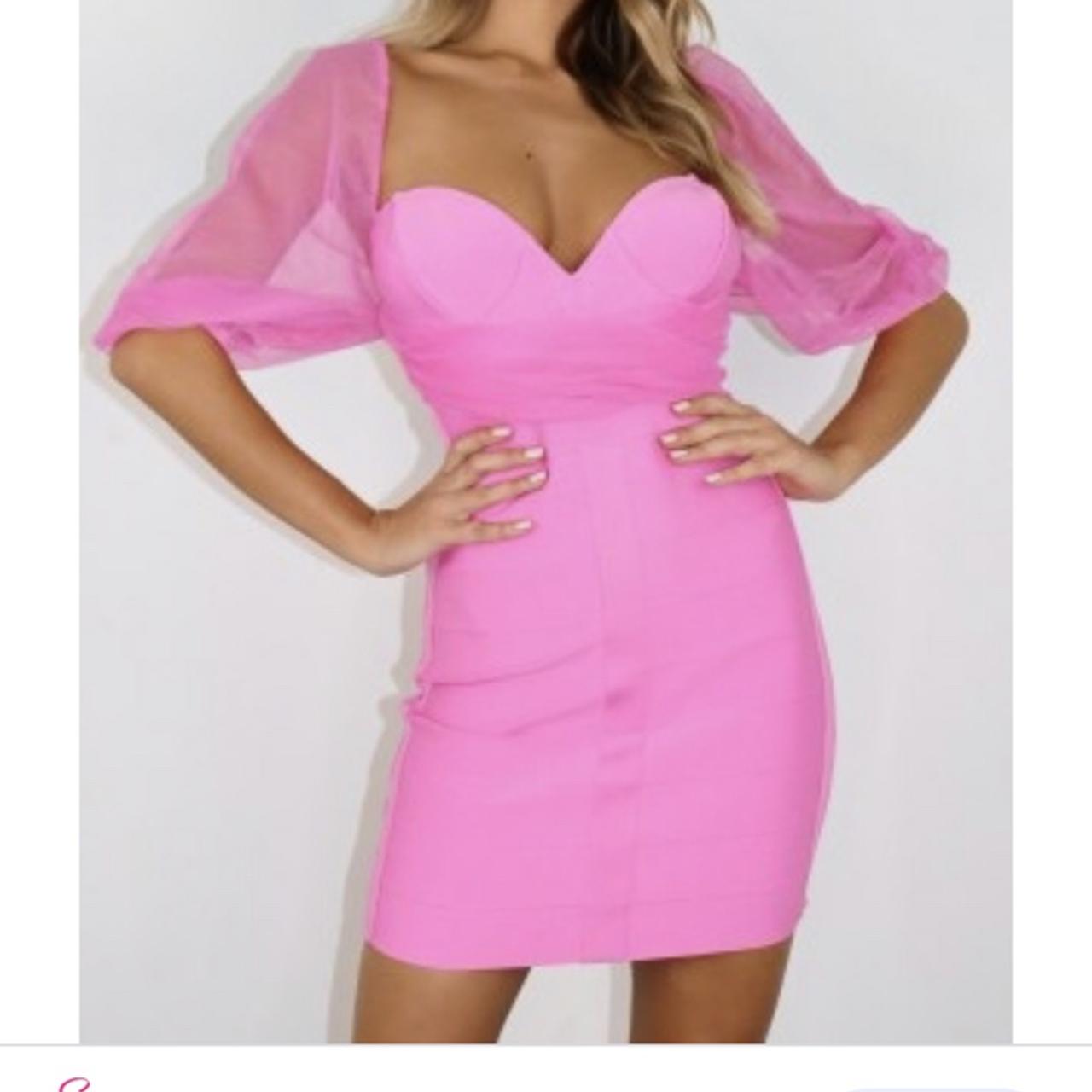 Missguided pink bandage dress size 10 Worn once in... - Depop