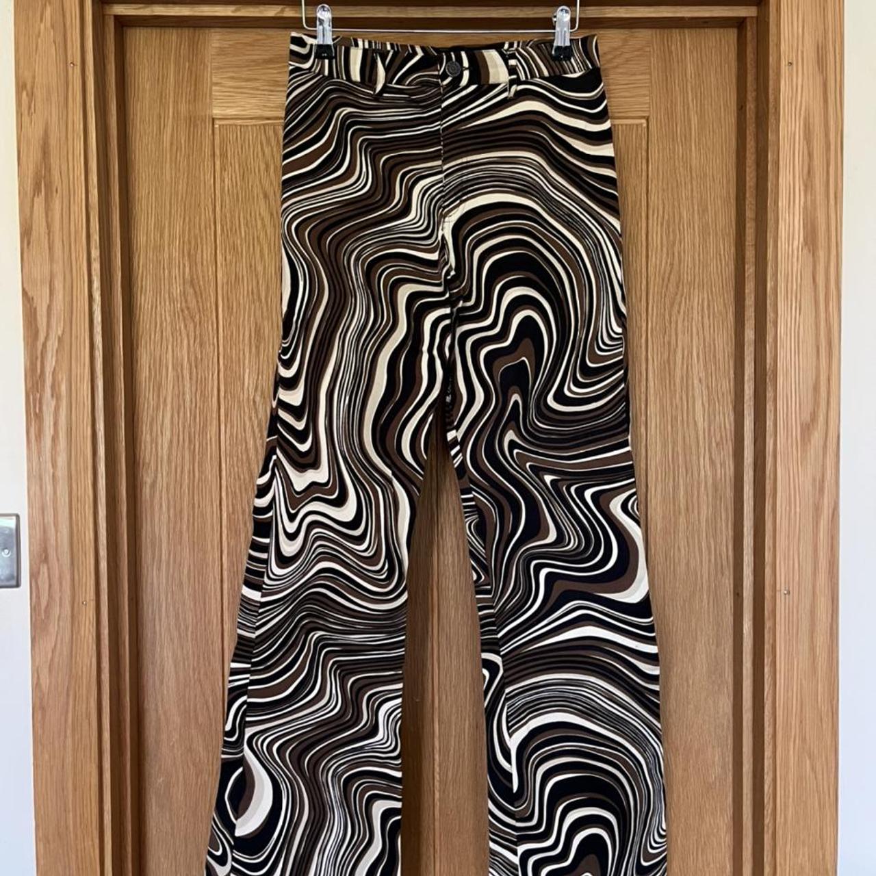 motel rocks retro funky flare trousers slim fit... - Depop