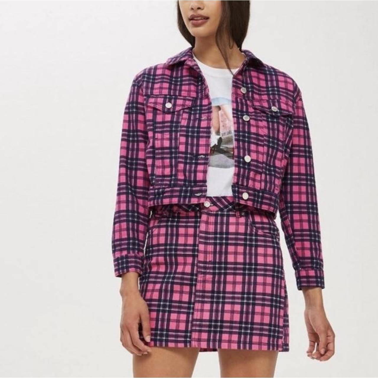 Topshop Women's Pink and Blue Jacket | Depop