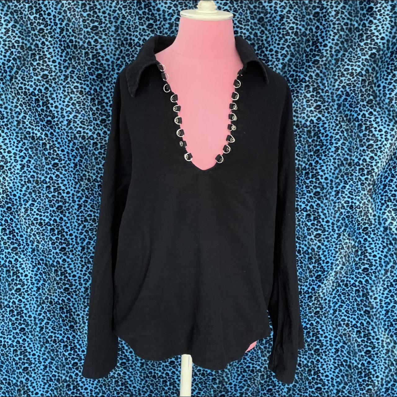 vintage lip service ring collared top • size medium... - Depop