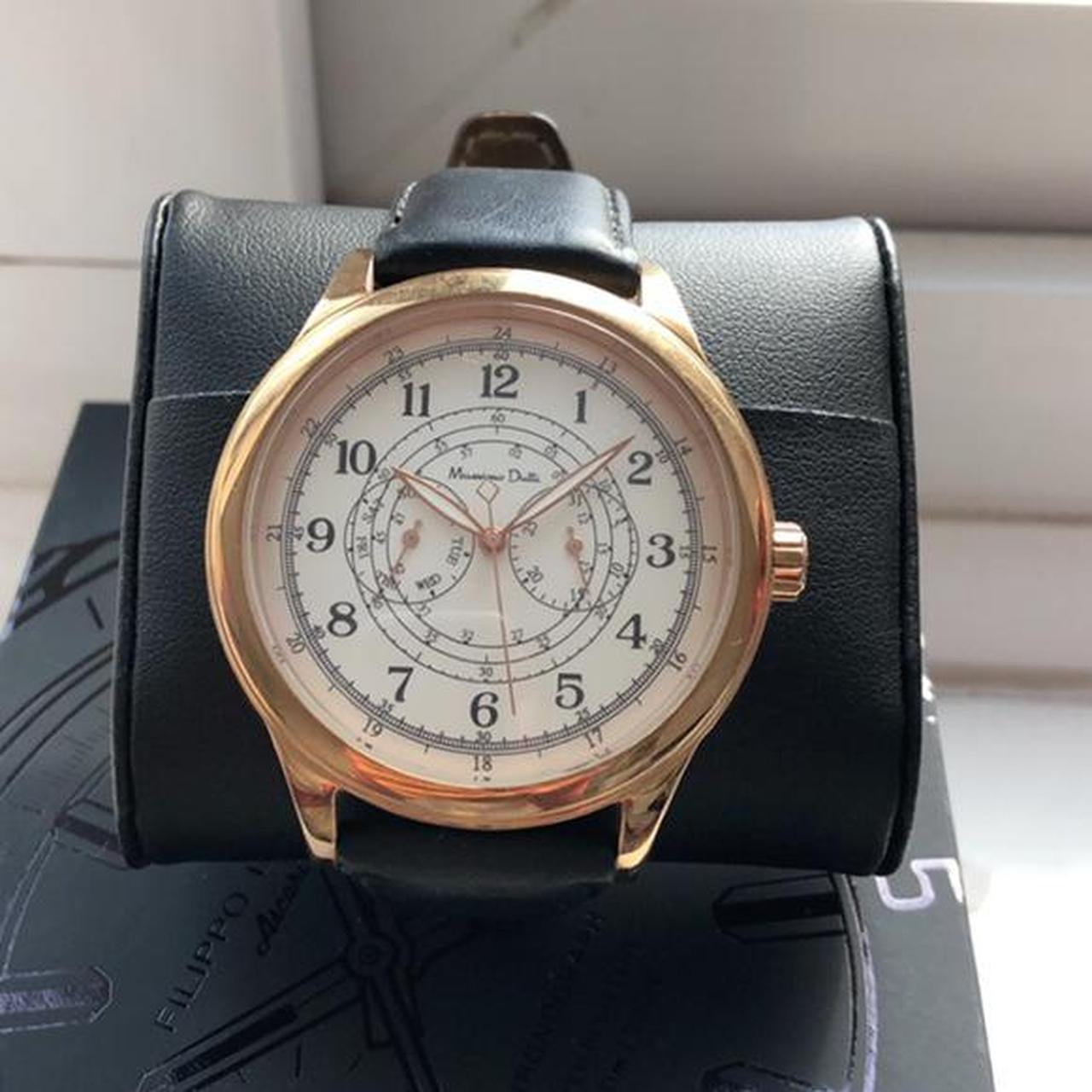 MASSIMO DUTTI MENS rose gold watch with black... - Depop