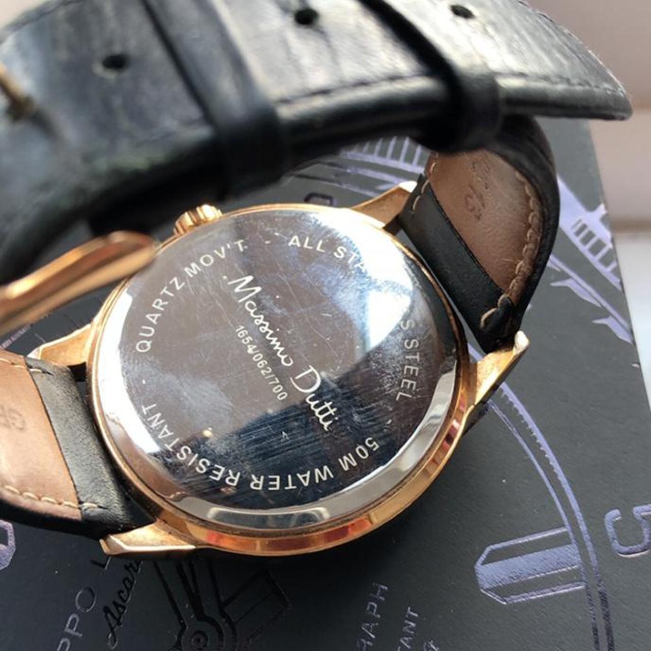 MASSIMO DUTTI MENS rose gold watch with black... - Depop