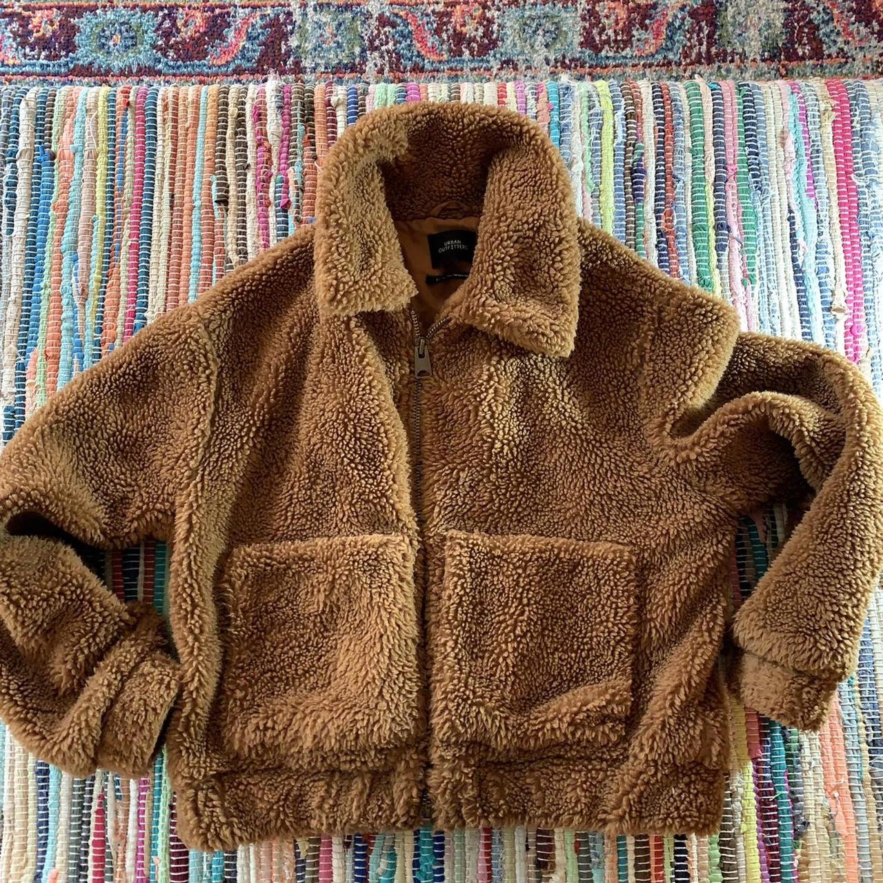 urban outfitters brown teddy bear fleece coat 🧸... - Depop