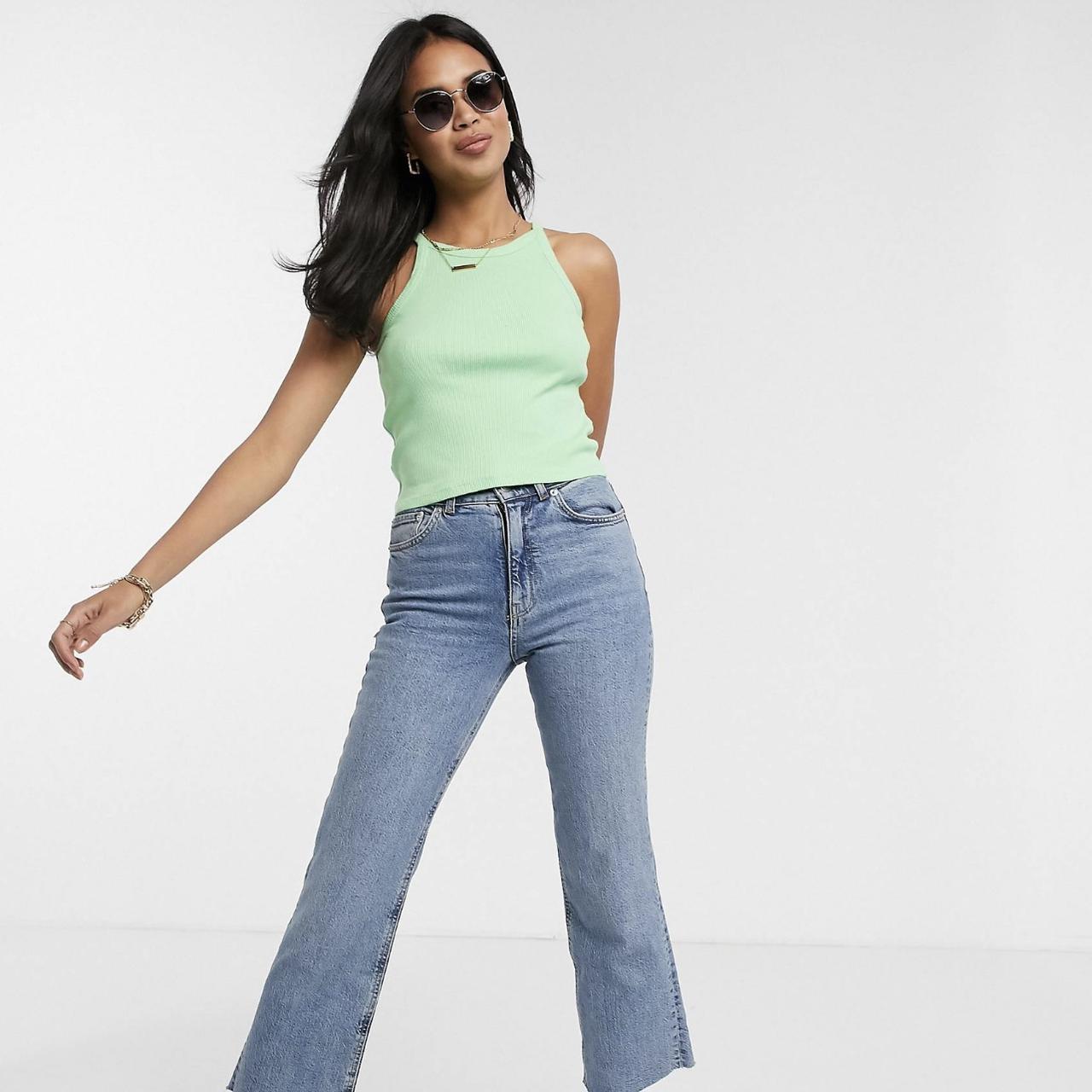 💚 ASOS DESIGN Neon Green Racer High Neck Singlet... - Depop