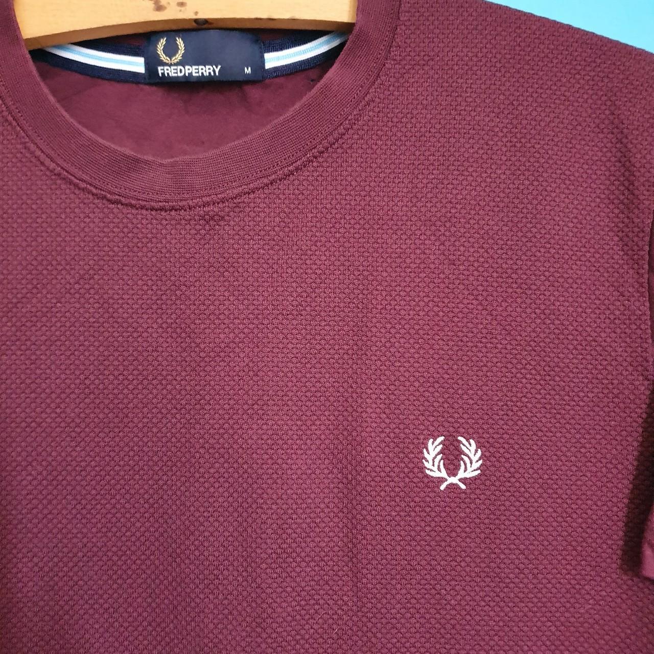 Fred Perry, Maroon T Shirt, Medium. Hardly Worn... - Depop