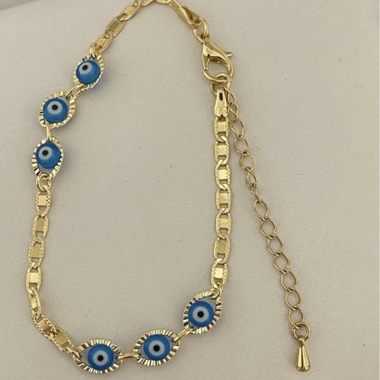 18k Gold Filled Evil Eye Mariner Bracelet 7.5” Won’t... | Depop