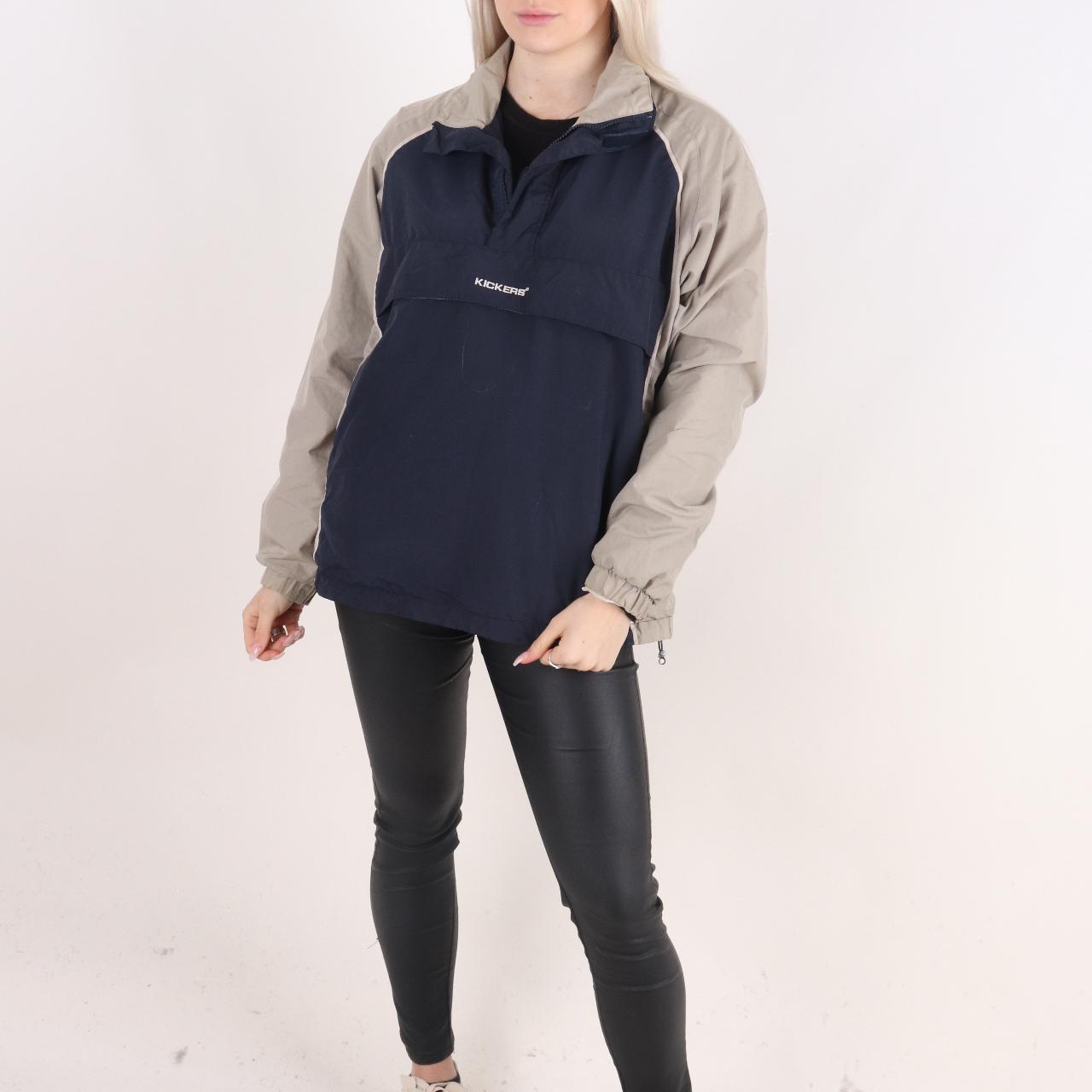 Kickers Women's Blue and Grey Jacket | Depop