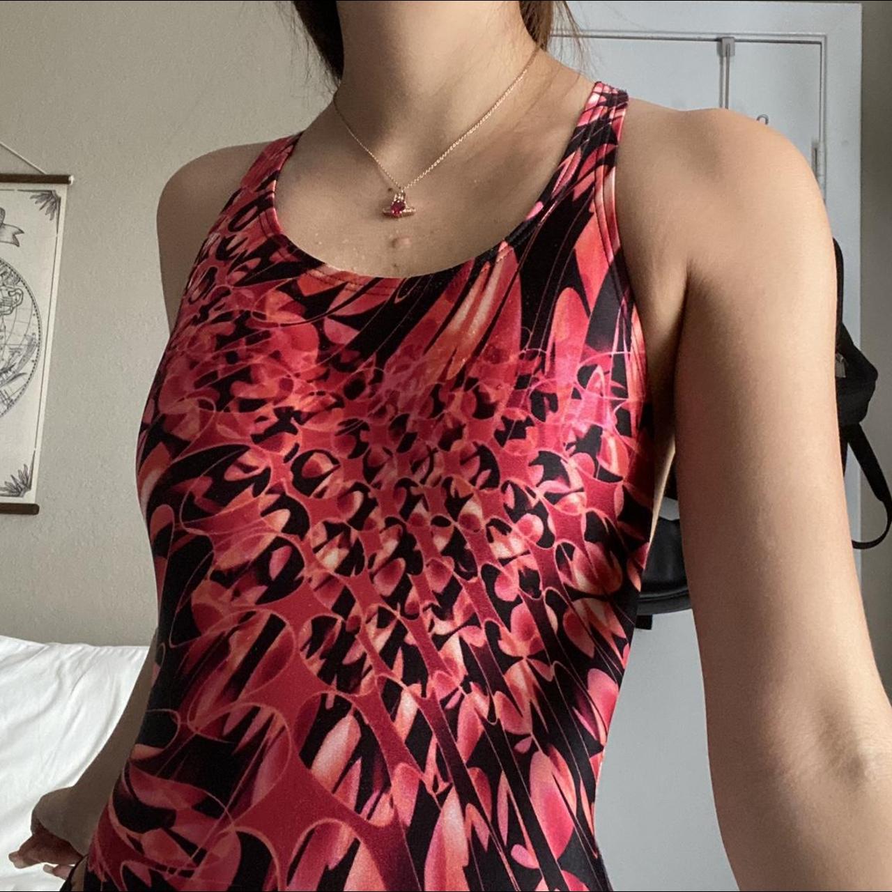 neon abstract print speedo one piece bathing suit... - Depop