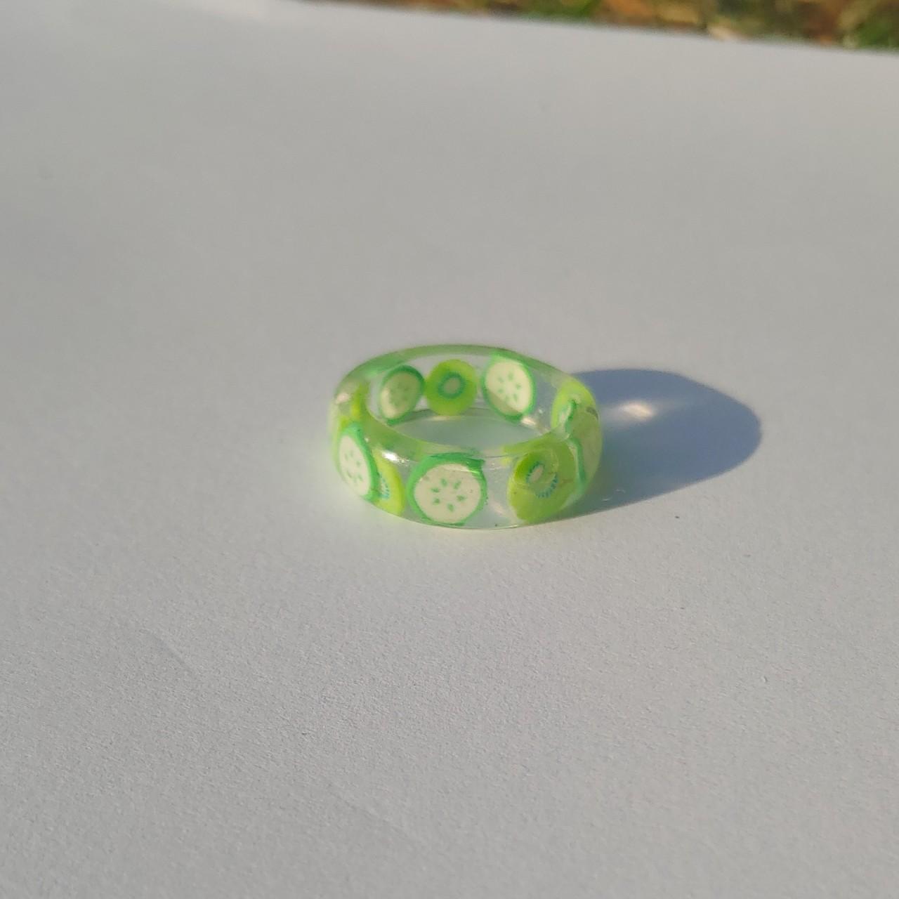 Kiwi-cucumber resin ring 🥝💚 this tasty one of a kind... - Depop