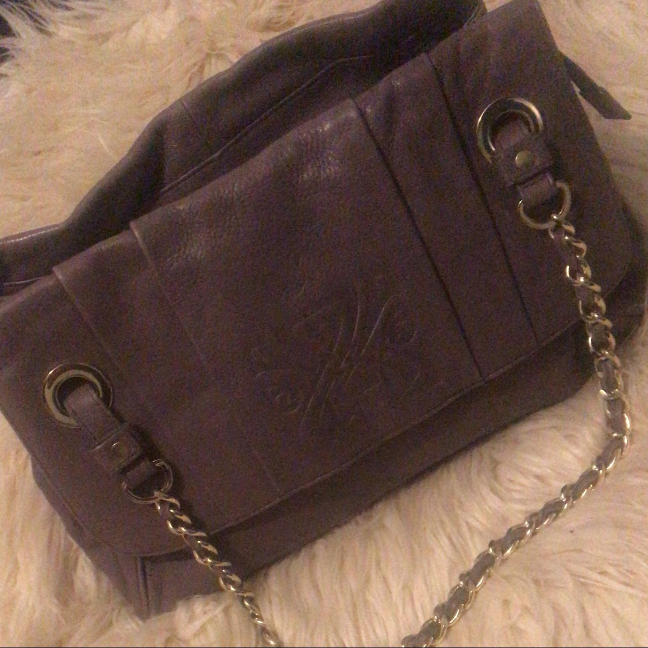 Medium real leather grey handbag purse side under... - Depop