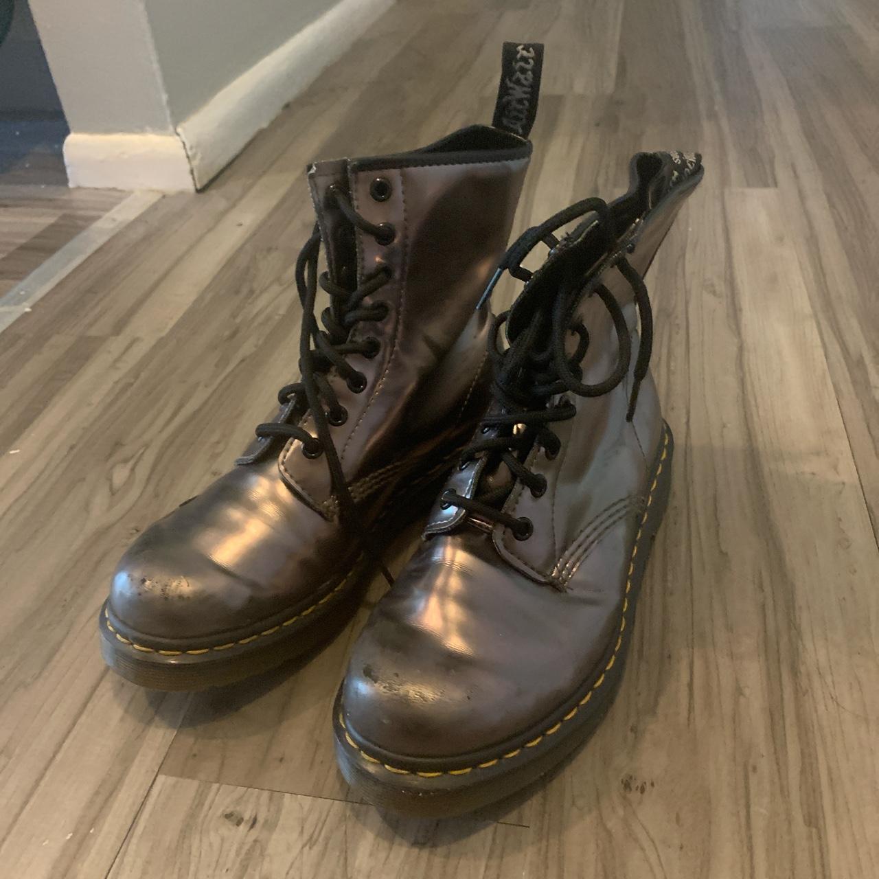 Gorgeous special edition doc martens in Silver... - Depop