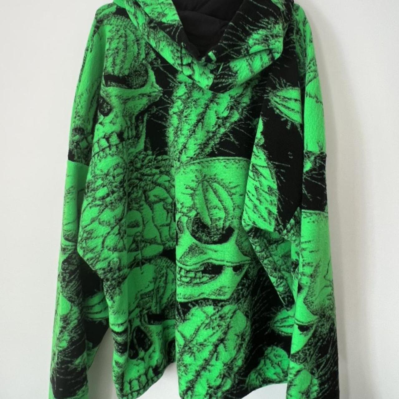 jaded london green skull fleece hoodie xl never... - Depop