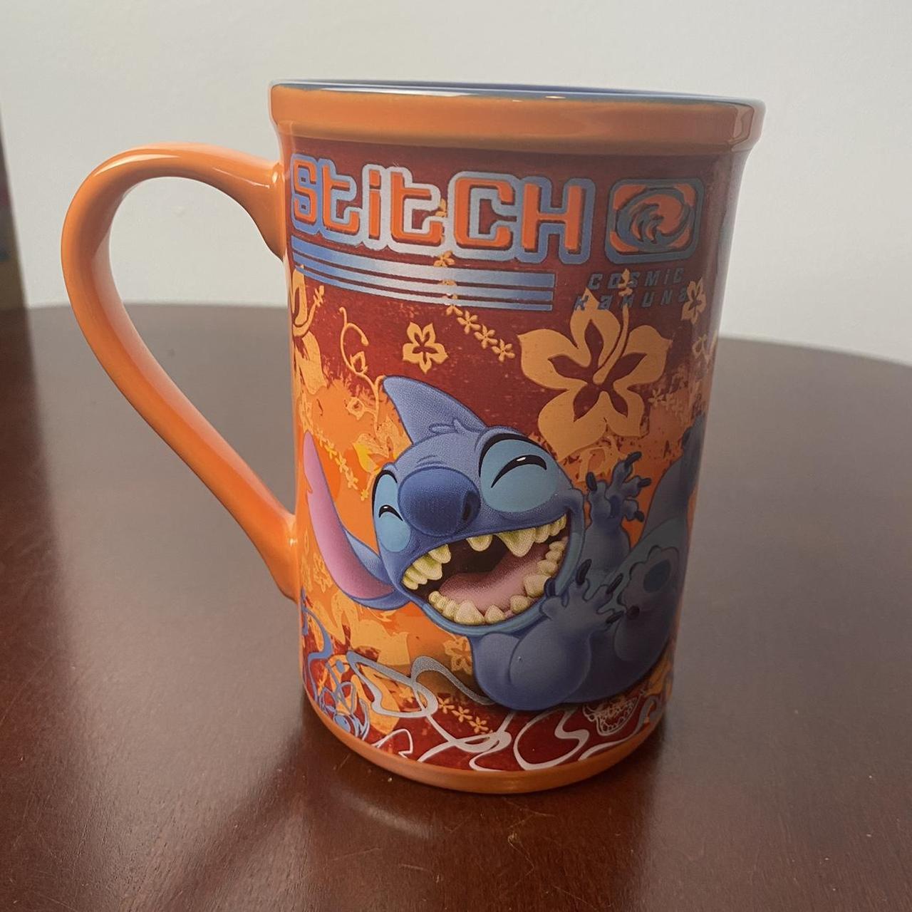 Disney Store Tall Orange Stitch Mug Great used... - Depop