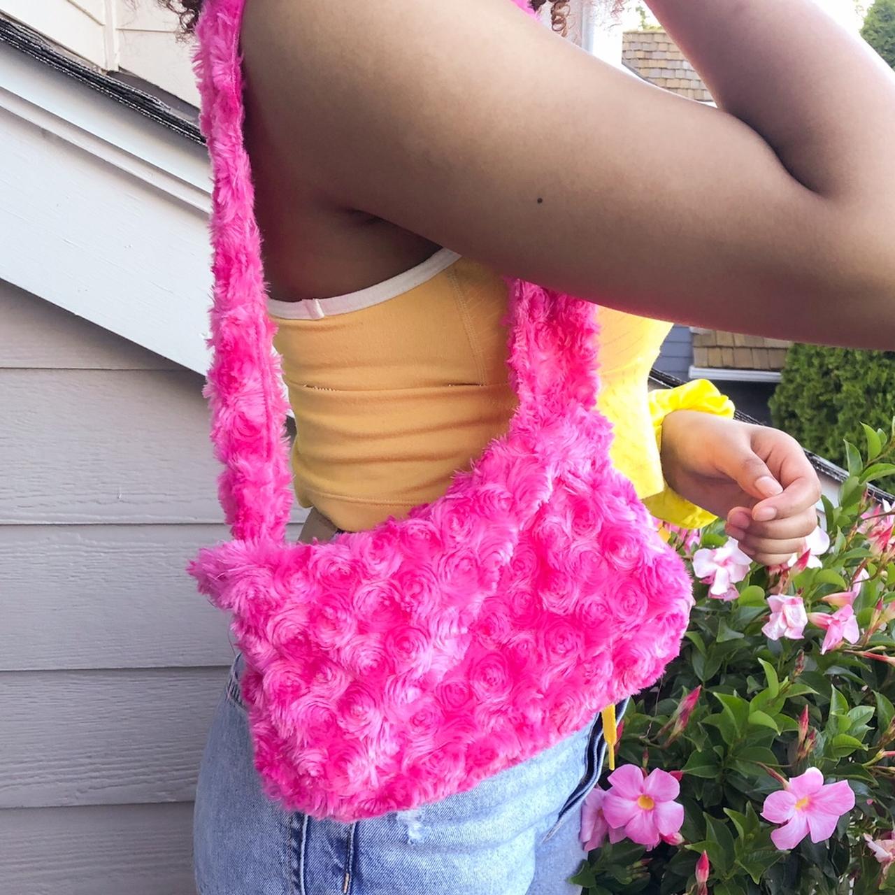 Hot pink handmade fluffy mini bag💕 Super cute soft... - Depop