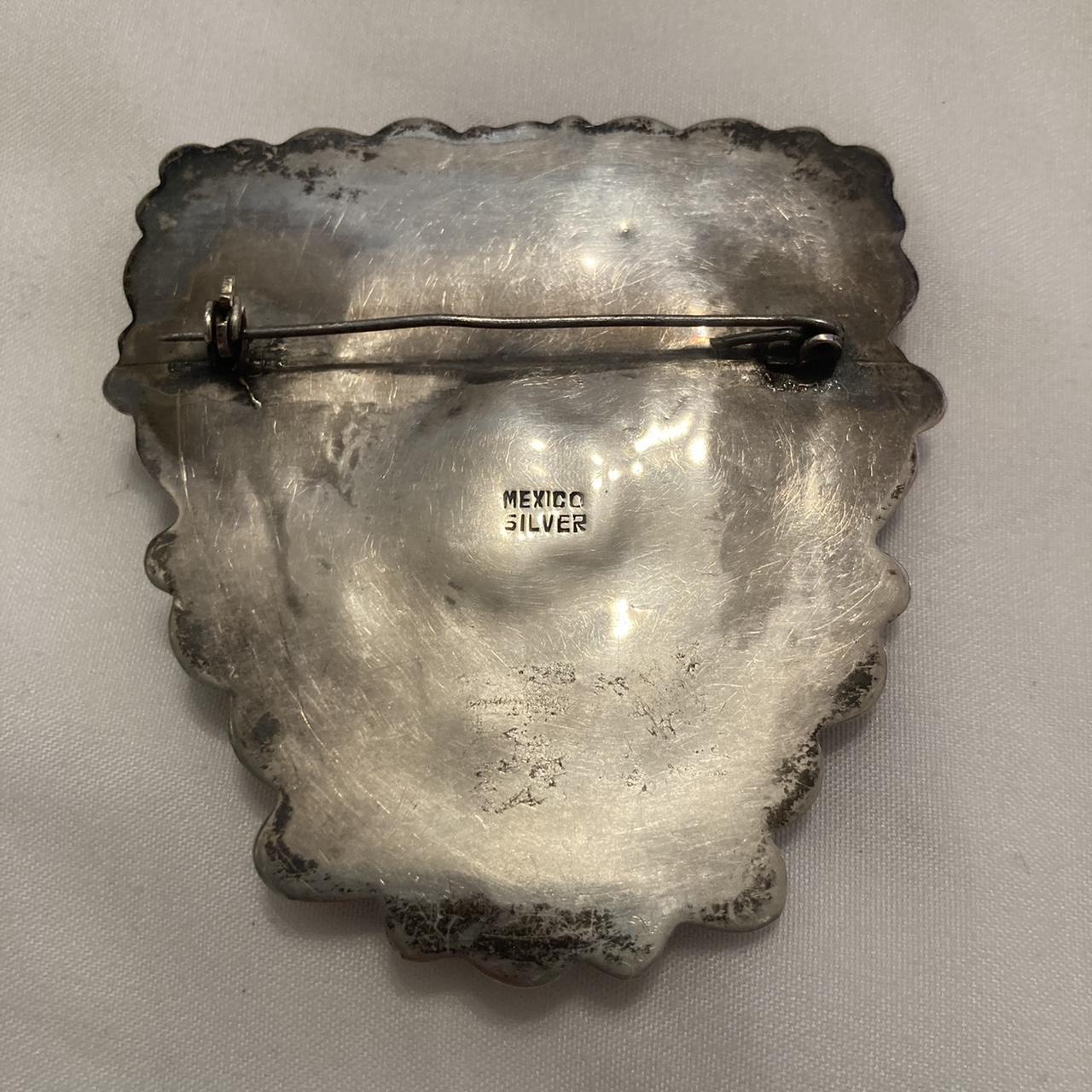 Stone and Silver Tiki Head Pendant Pin Rare... - Depop