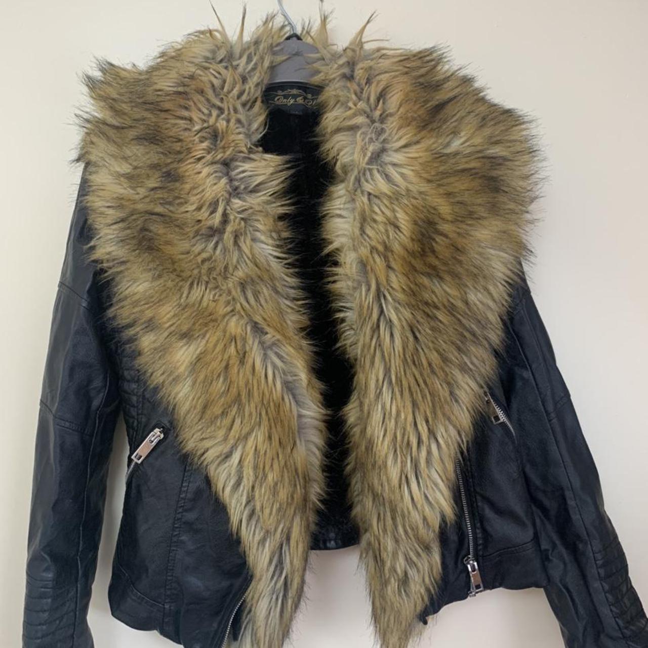 Fur lined. Faux leather jacket. Fluffy lined. The... | Depop