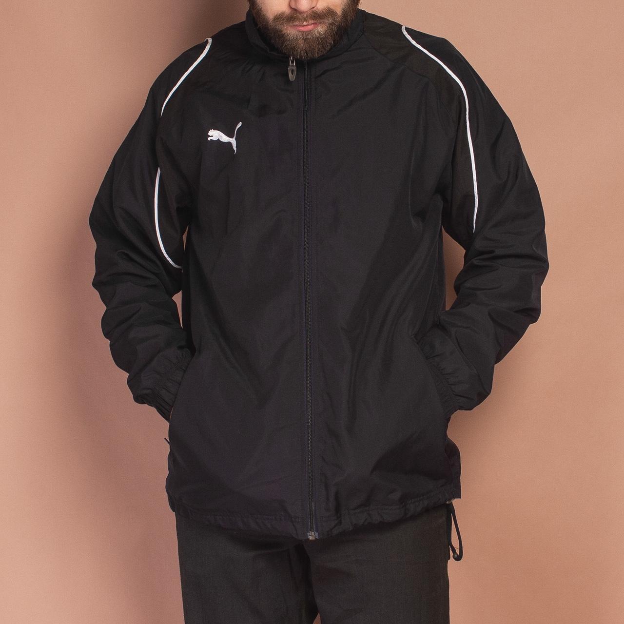 Vintage puma track jacket in dark navy blue, white... - Depop