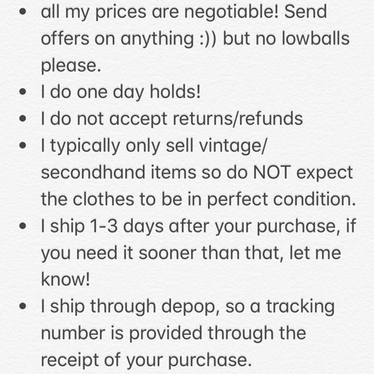SHOP POLICIES - Depop